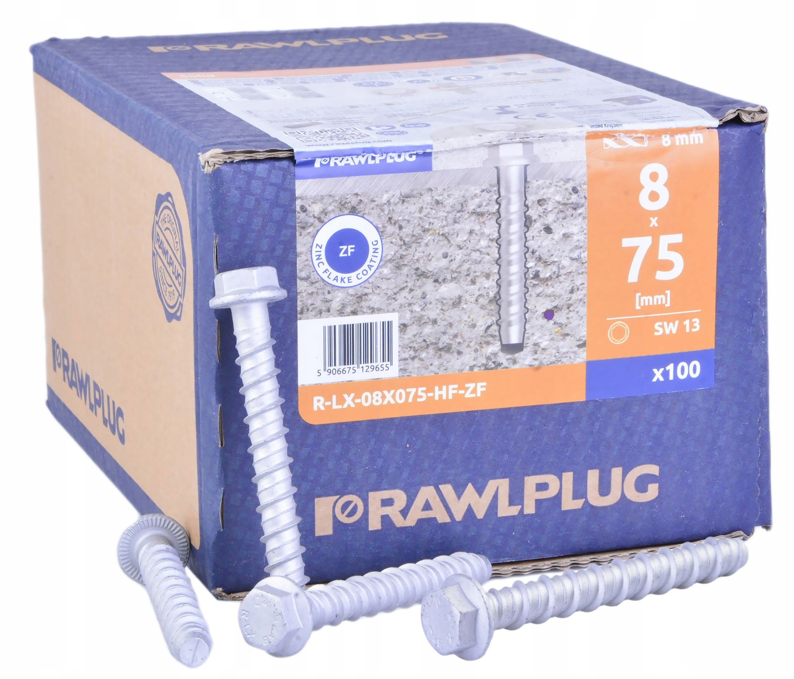 RAWLPLUG WKRĘTY DO BETONU M8 9,9X75MM R-LX 100SZT (R-LX-08X075-HF-ZF) • Cena, Opinie • Gwoździe ...