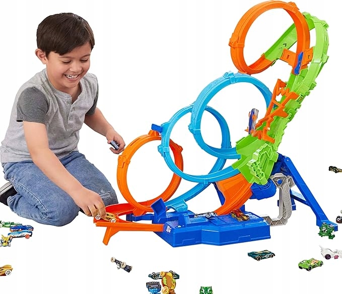 Hot Wheels Action Dráha se čtyřmi smyčkami Sada s srážka zónou HXR70 za ...