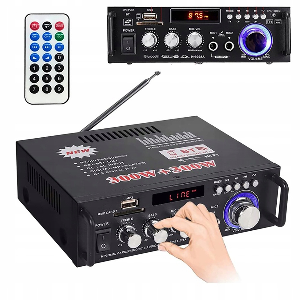 WZMACNIACZ DO KOLUMN GŁOŚNIKÓW BLUETOOTH RADIO FM 600W - Sklep, Opinie, Cena w Allegro.pl