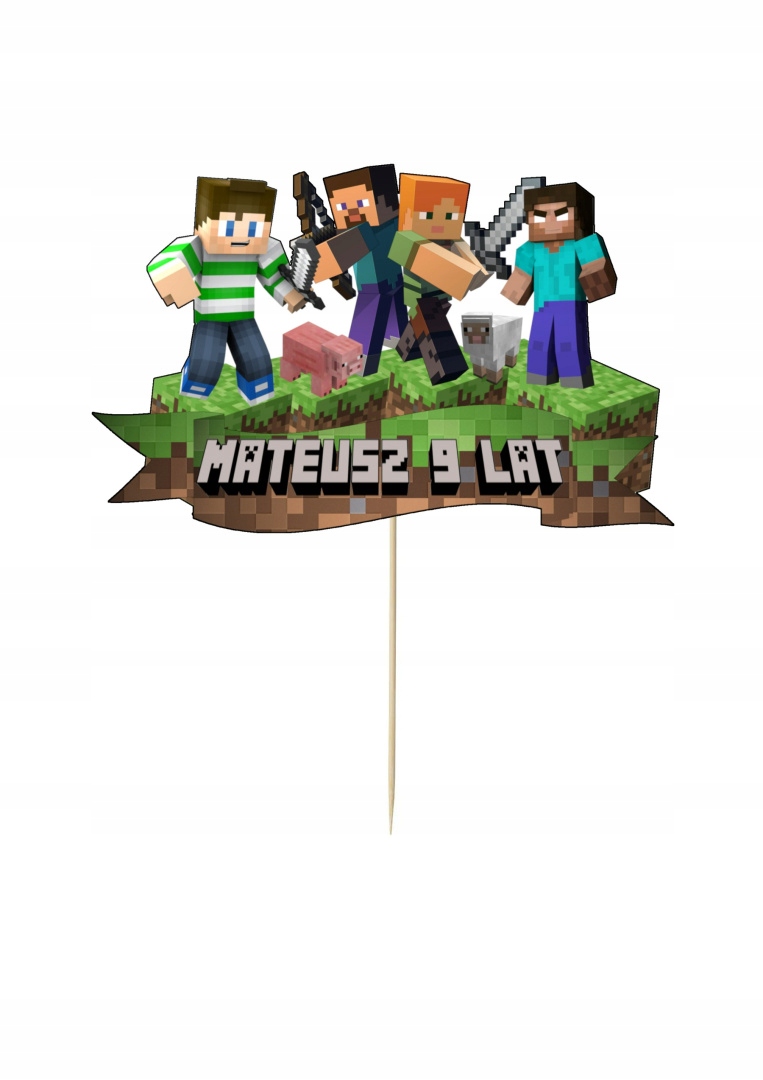 Topper papierowy tort MINECRAFT IMIE + WIEK • Cena, Opinie • Toppery ...