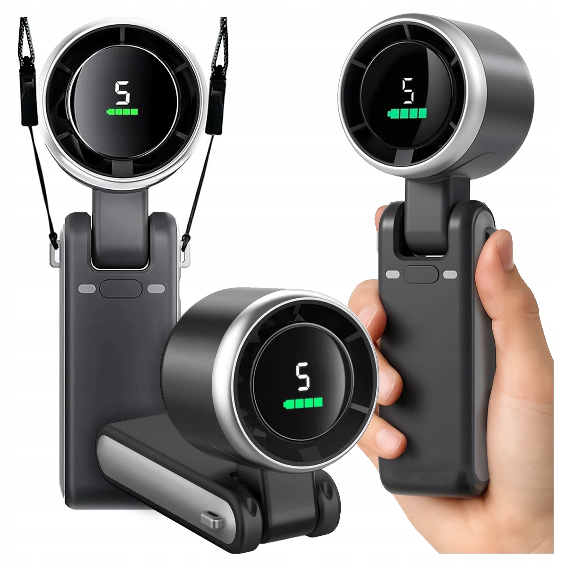 PŘENOSNÝ VĚTRÁK MINI STOLNÍ VENTILÁTOR TICHÝ RUČNÍ 3600 mAh 5 režimů za ...