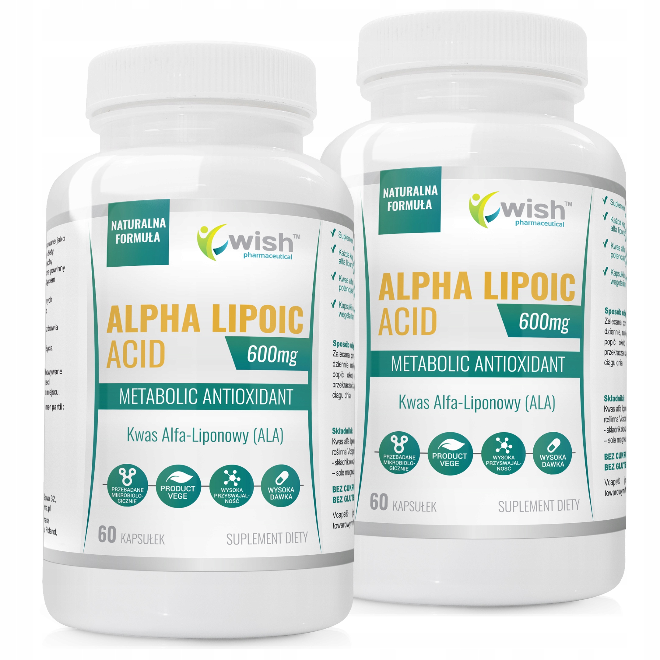KWAS ALFA LIPONOWY ALA 600mg MEGA DAWKA WEGAN 2x60 (5903351713207 ...