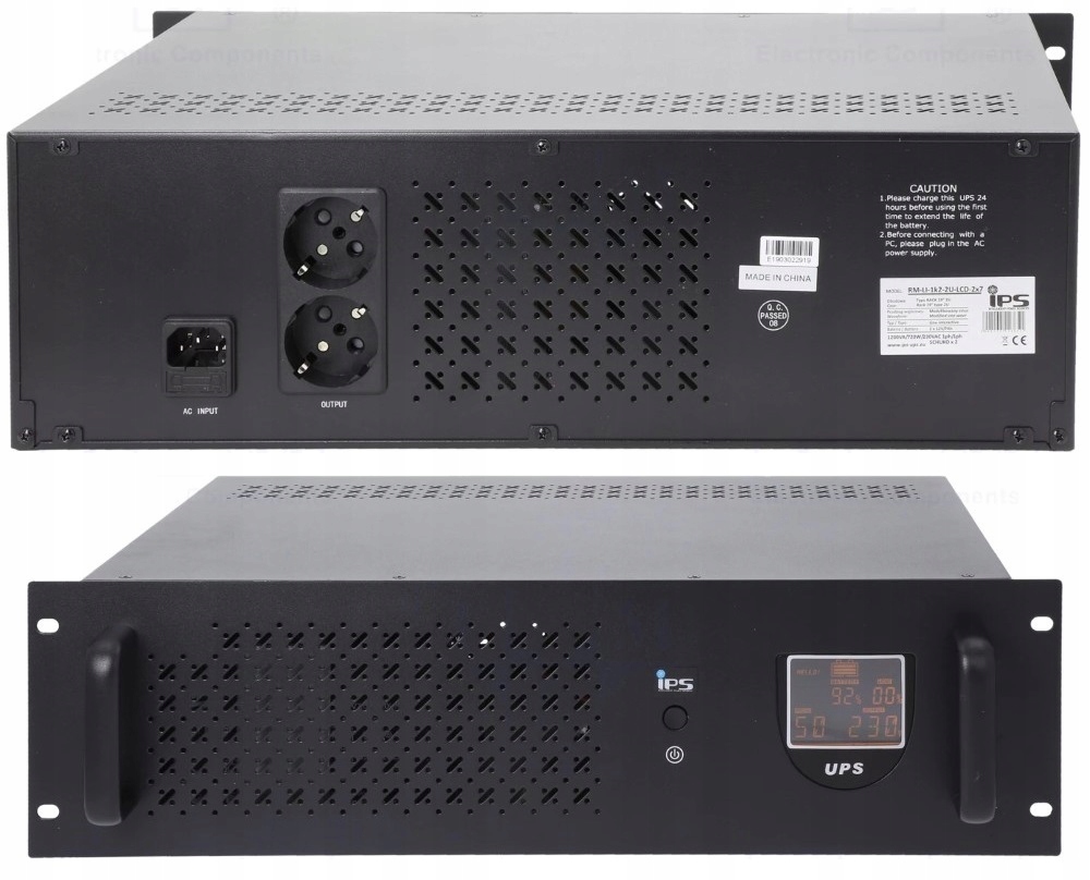 ZASILACZ AWARYJNY UPS SZAFA RACK LCD 19” 3U 1200VA 720W 2X 7AH IPS ...