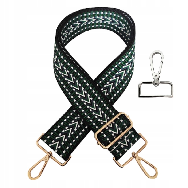 PASEK DO TOREBKI ZIELONY WZÓR SREBRNE OKUCIA • Cena, Opinie • Paski 13524573094 • Allegro