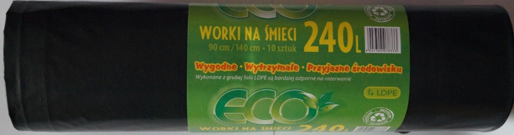 Worki na śmieci LDPE 240L a'10 czarne grube (5907704078333) • Cena ...