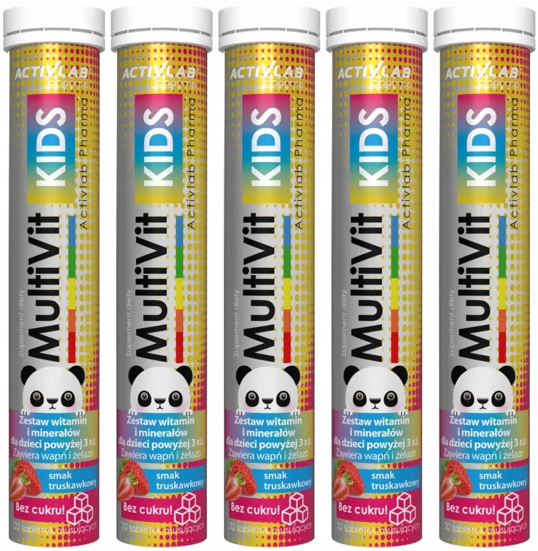 MultiVit Kids Truskawkowy Bez Cukru Zestaw Witamin 20 Tabl Mus ...