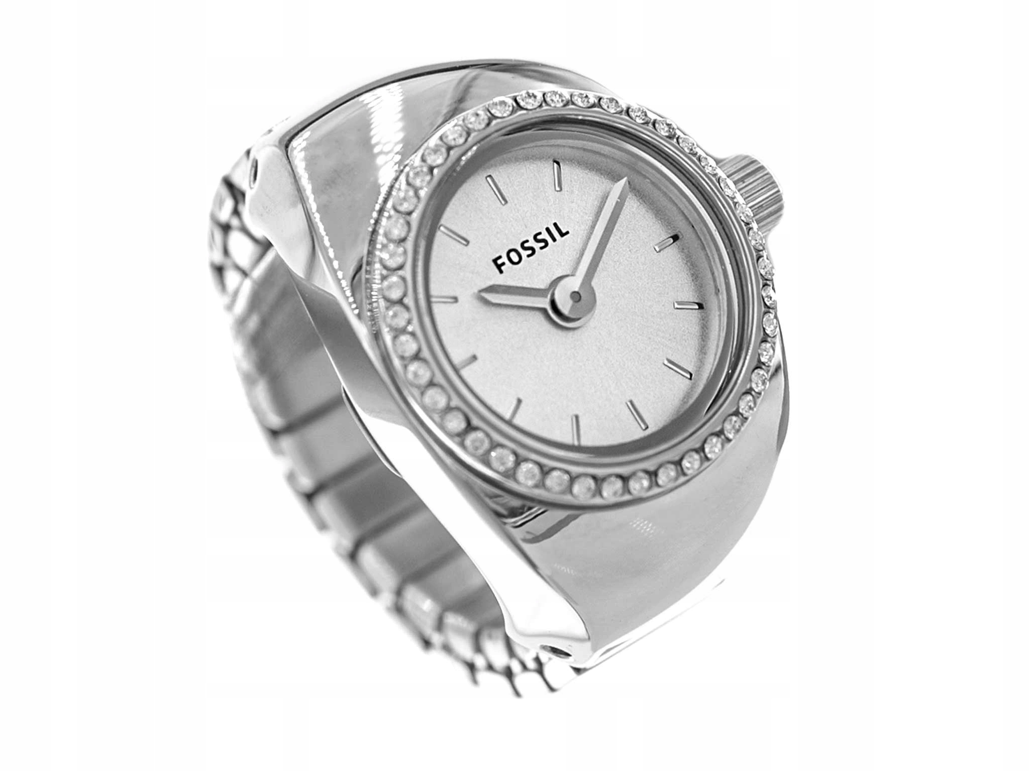 DAMSKI ZEGAREK FOSSIL ES5321 WATCH RING PIERŚCIONEK CYRKONIE ELEGANCKI ...