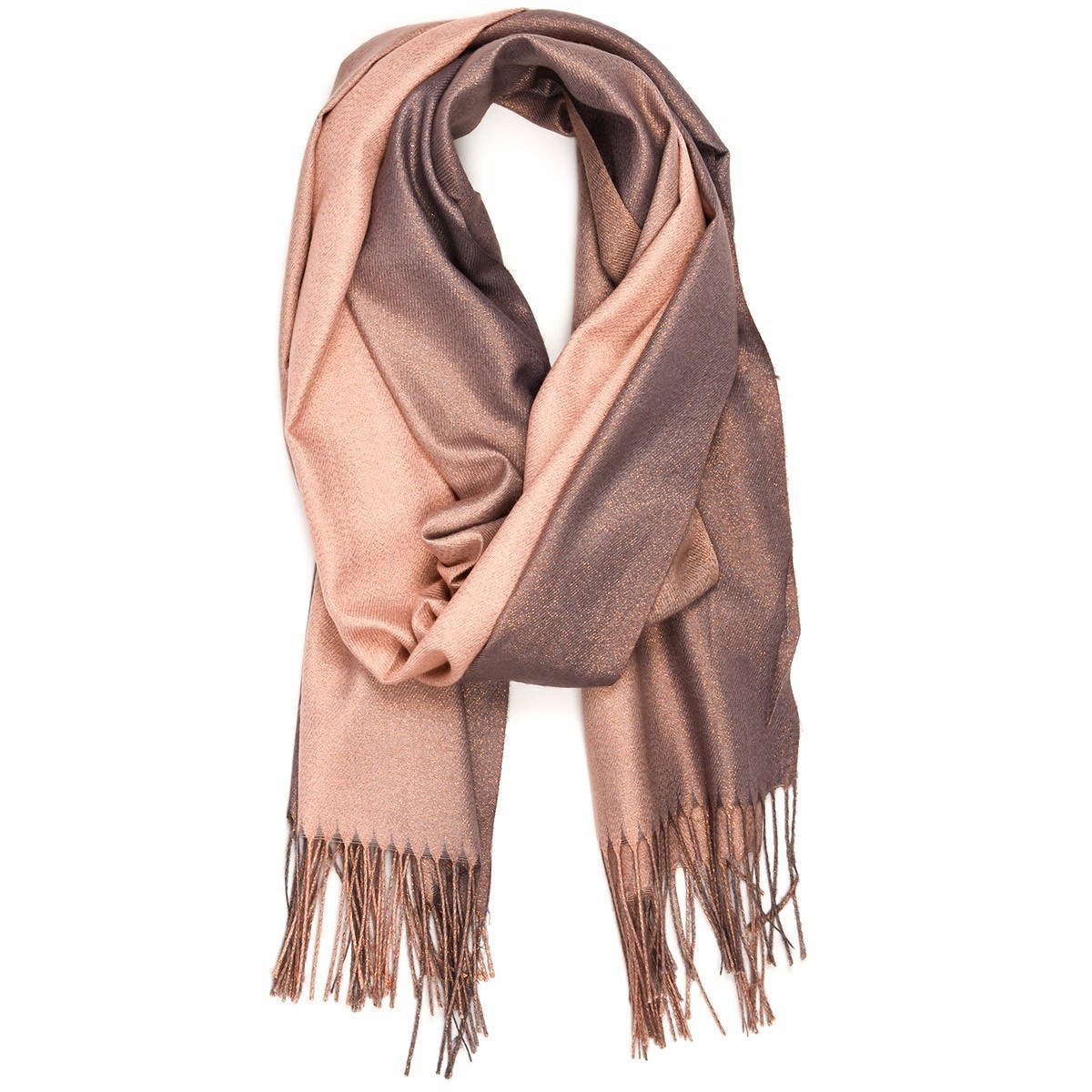 Różowy Duży Szalik Damski złota nitka elegancki szal AX-120 • Opinie - Allegro