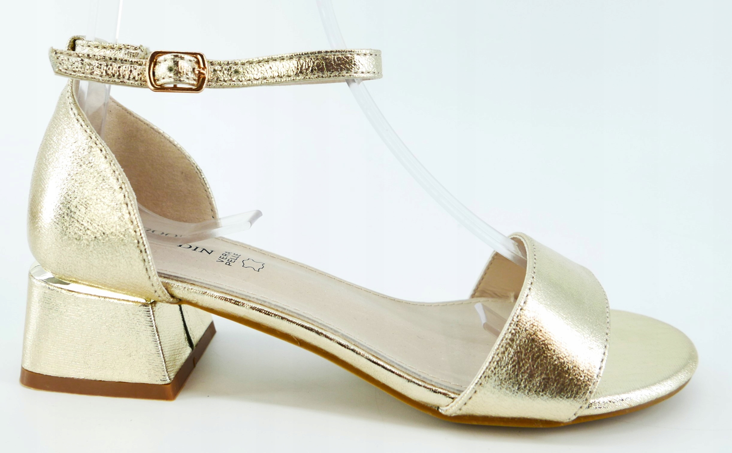 GOODIN SANDAŁY DAMSKIE ZŁOTE NA OBCASIE R39 13609955267 - Allegro.pl