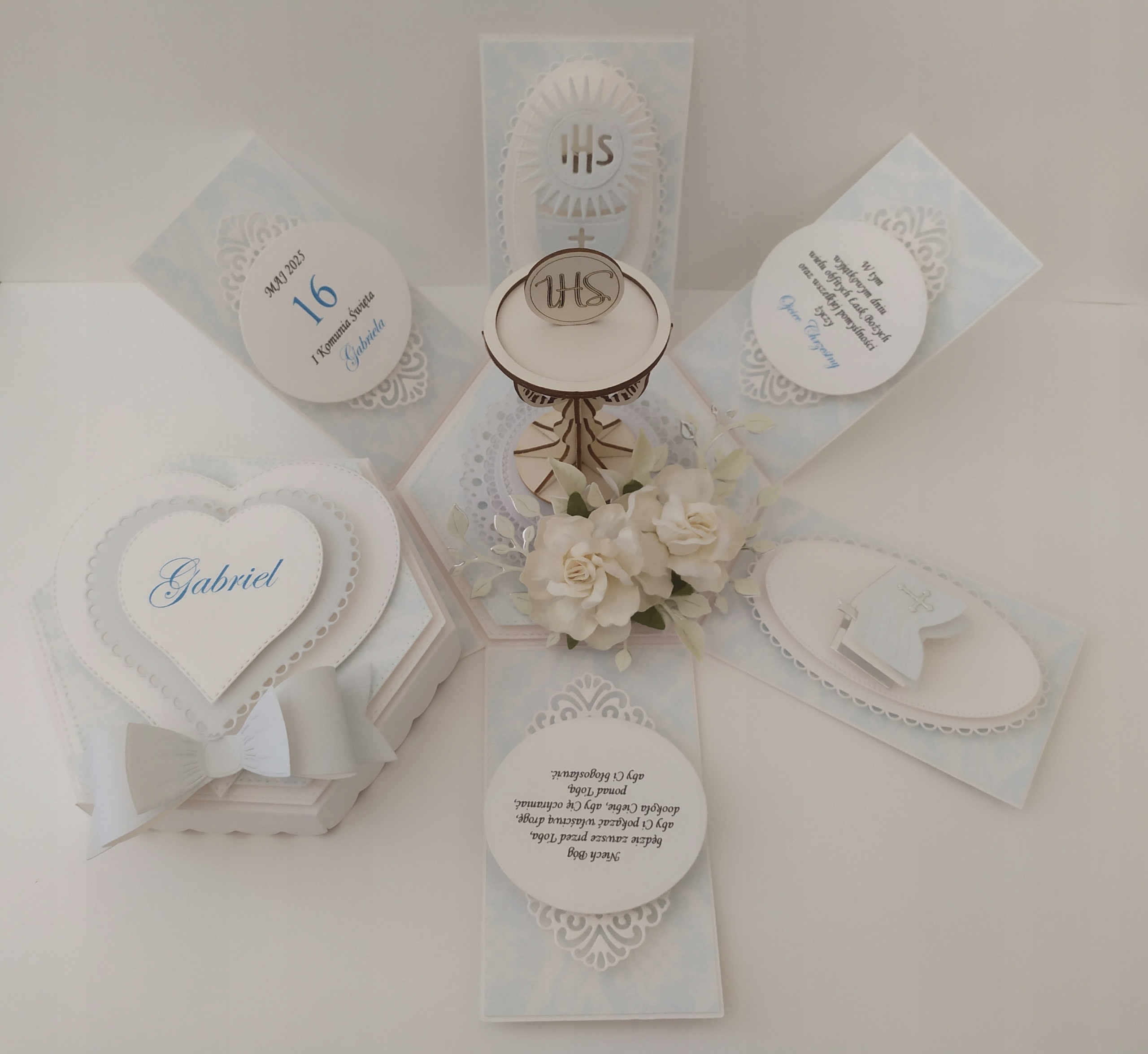 Exploding box komunijny kartka pudełko prezent pamiątka Komunia Święta • Cena, Opinie • Kartki ...