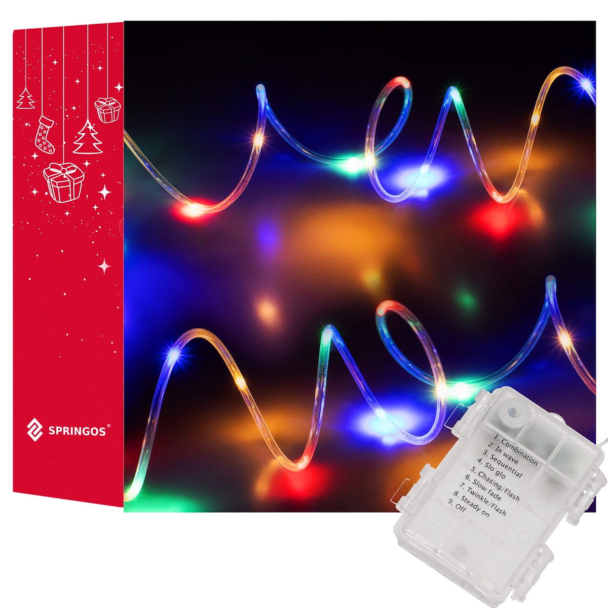 WĄŻ TAŚMA LED ŚWIETLNY MULTIKOLOR 5M BATERIE NA CHOINKĘ OŚWIETLENIE ...