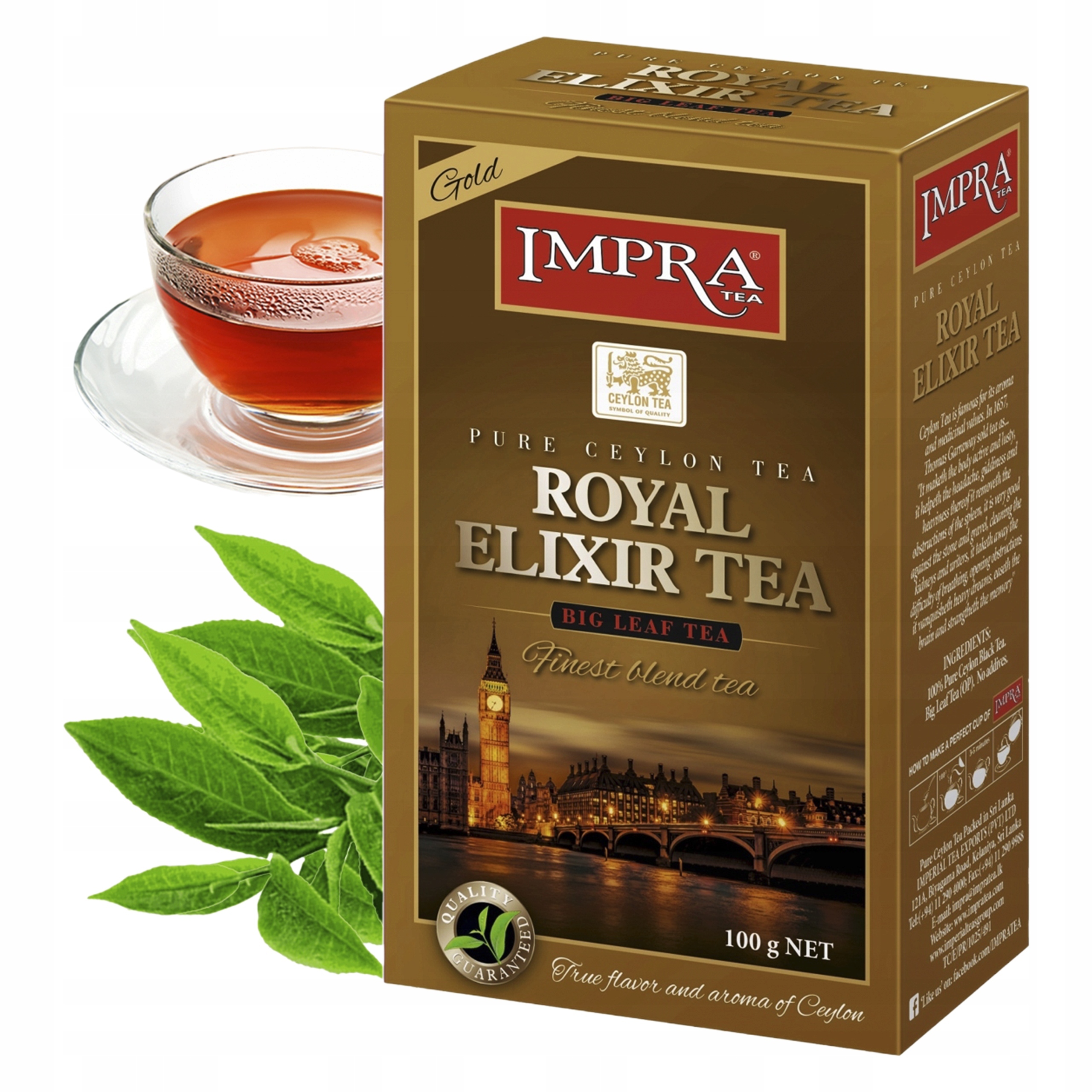IMPRA GOLD herbata CZARNA CEJLOŃSKA royal elixir tea LIŚCIASTA 100 G ...