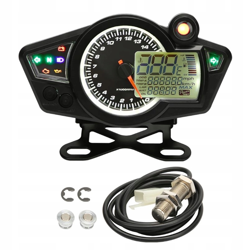 UNIWERSALNY LICZNIK CYFROWY MOTOCYKL MOTOR SKUTER QUAD LCD 14000 RPM za ...