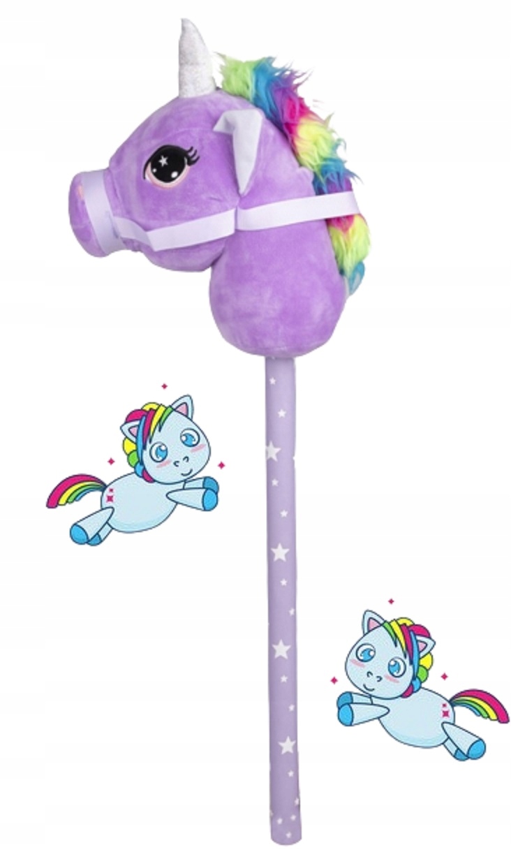 Plyšová hlava koňa jednorožca na palici - Allegro