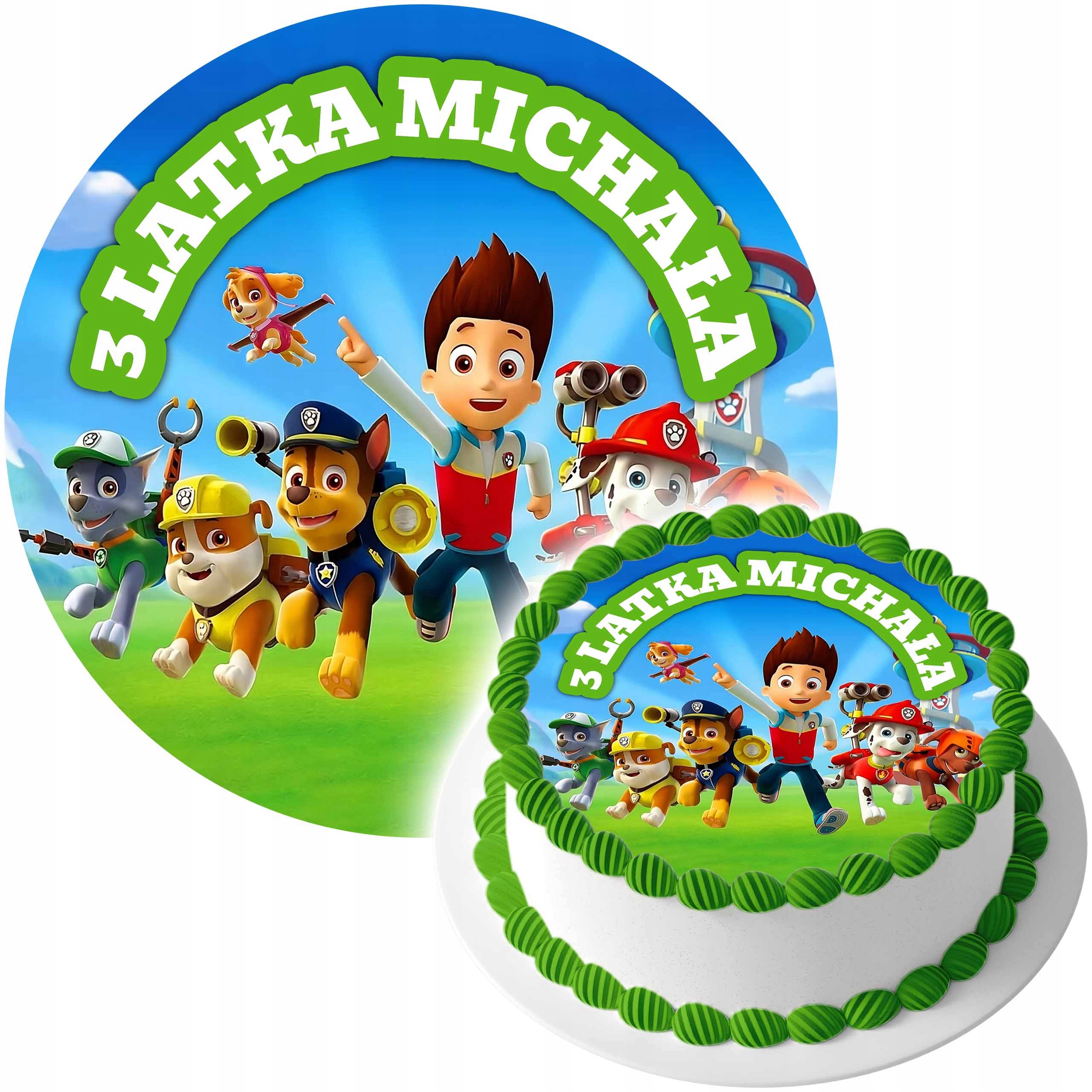 OPŁATEK NA TORT PSI PATROL CHASE SKYE RYDER MARSHALL + TEKST TWÓJ NAPIS ...