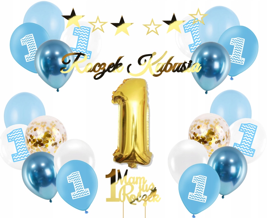 Balony na Roczek Urodziny chłopca Cyfra 1 Imię • Cena, Opinie • Balony ...
