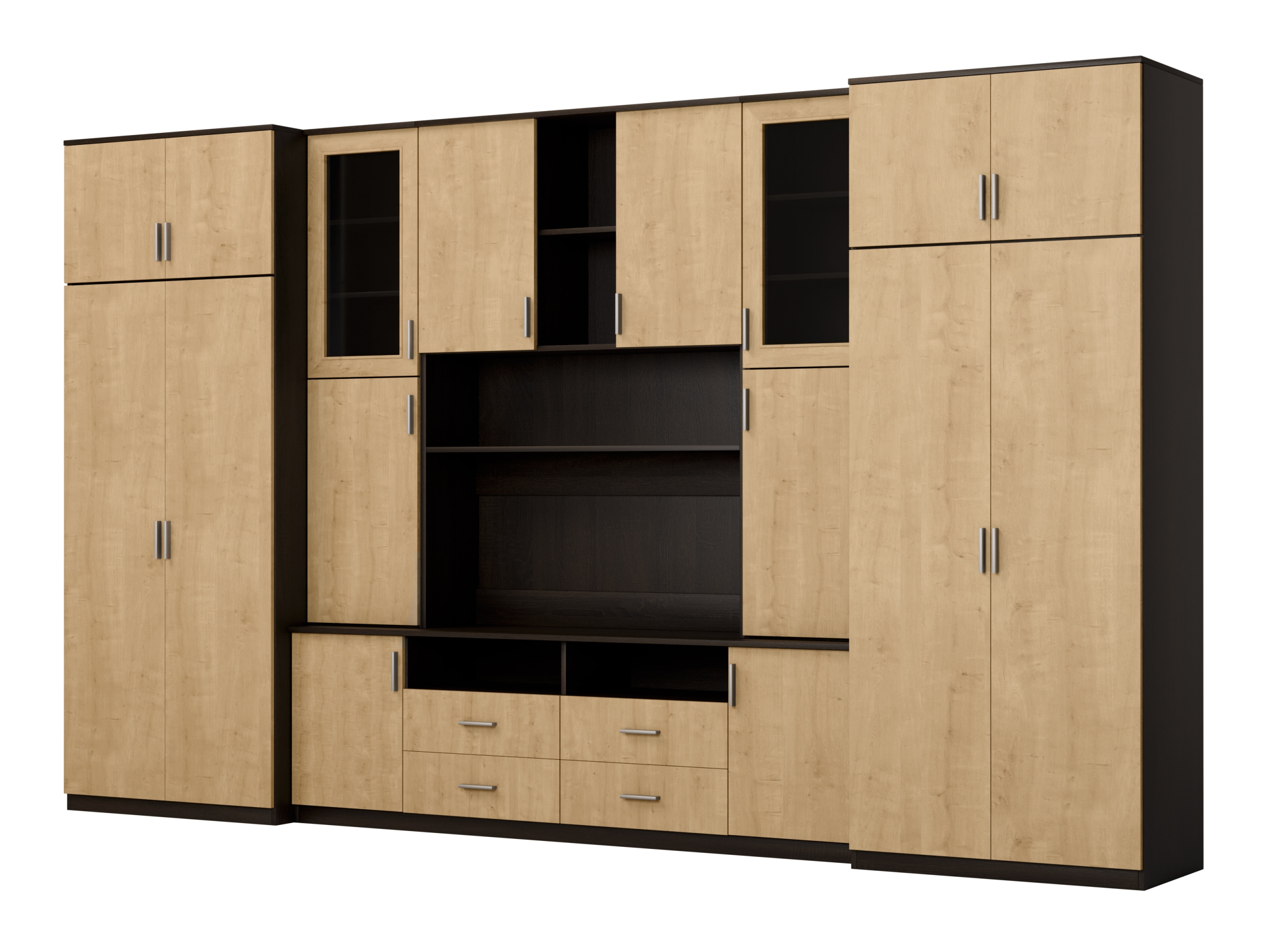 Nábytková Stěna s prostornými skříněmi, policemi, skříňkami, RTV - SAWA ...