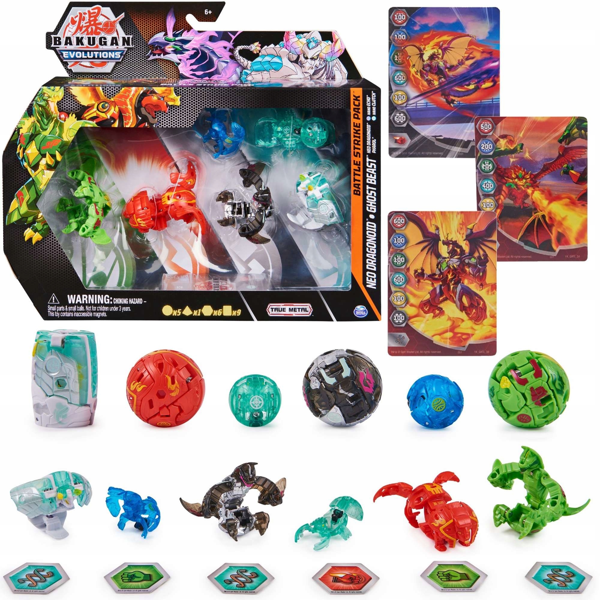 BAKUGAN EVOLUTIONS BATTLE STRIKE PACK 6 FIGUREK neo dragonoid ghost ...
