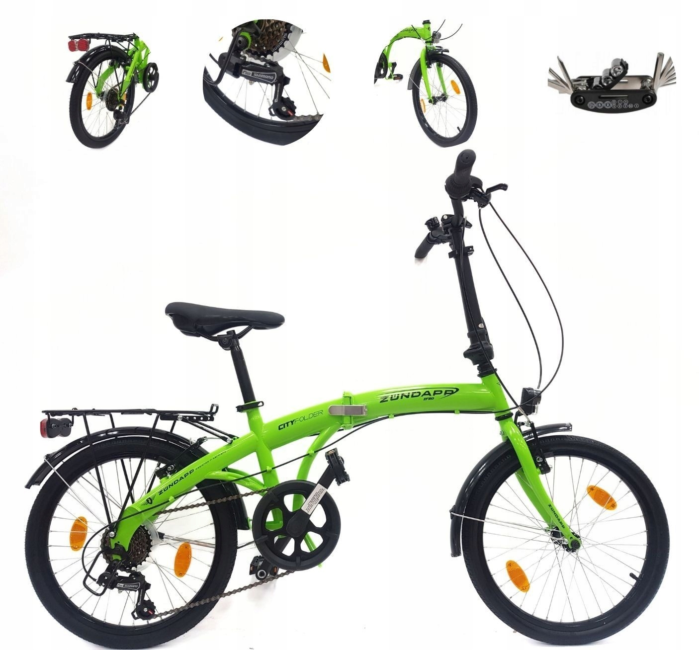 Rower Składany Składak Miejski 20 Damski Męski Shimano Bagażnik Zundapp ...