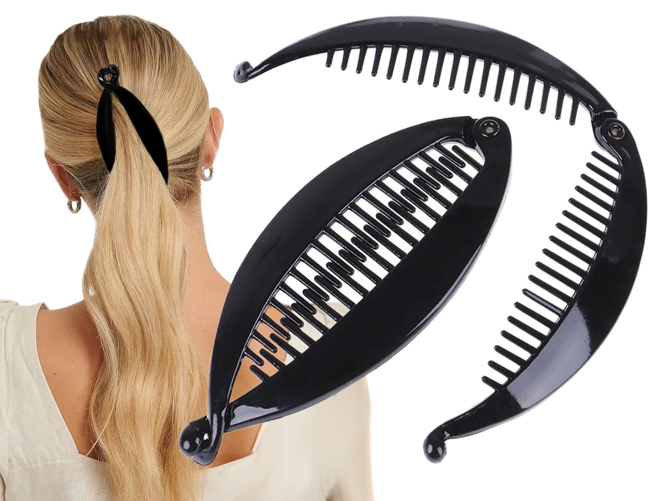 KLAMRA SPINKA DO WŁOSÓW KOKA BANAN DUŻA CZARNA 13628786825 - Allegro.pl