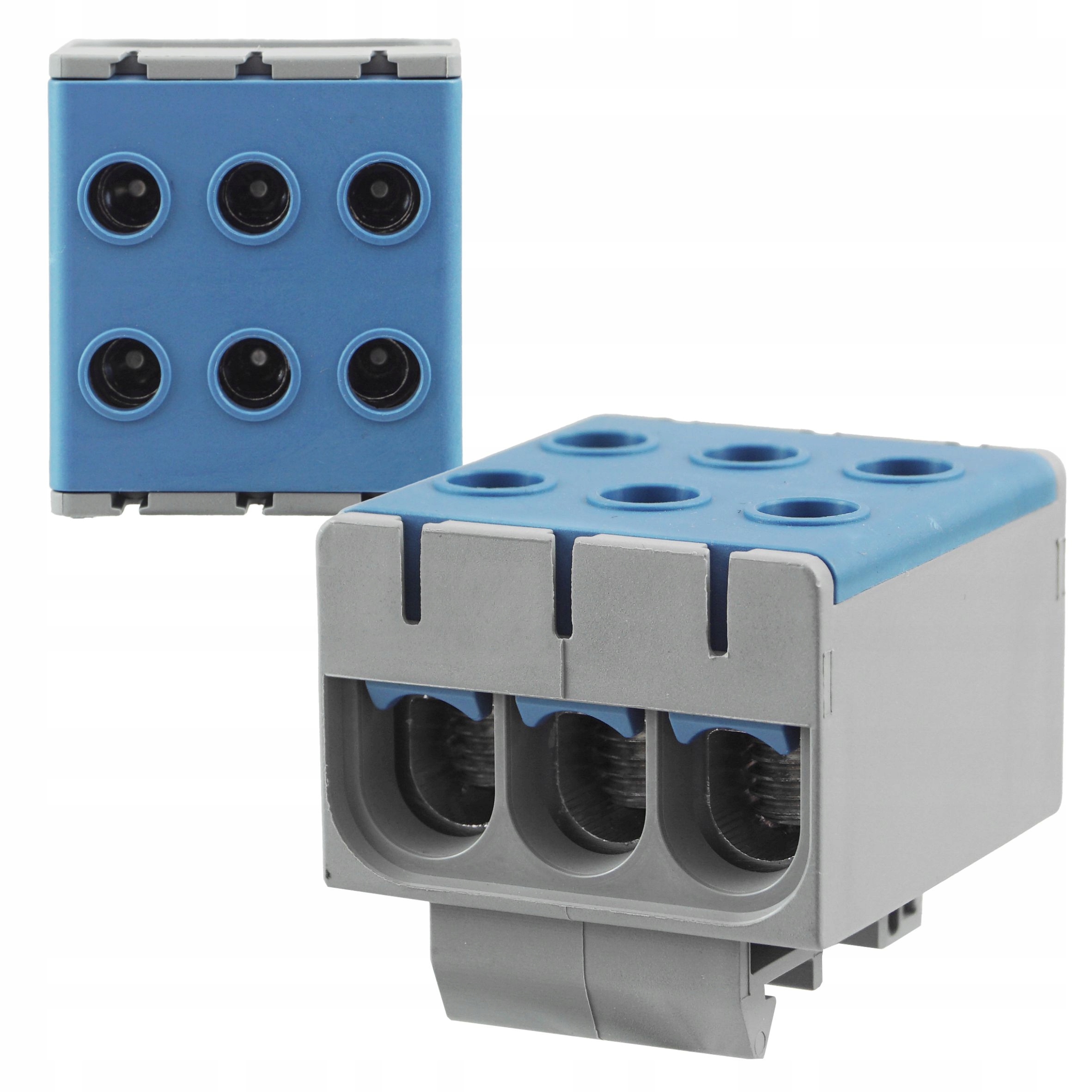 ZŁĄCZKA SZYNOWA PRZELOTOWA POTRÓJNA ZACISK SZYNOWY NIEBIESKA 3X2 2,5 ...