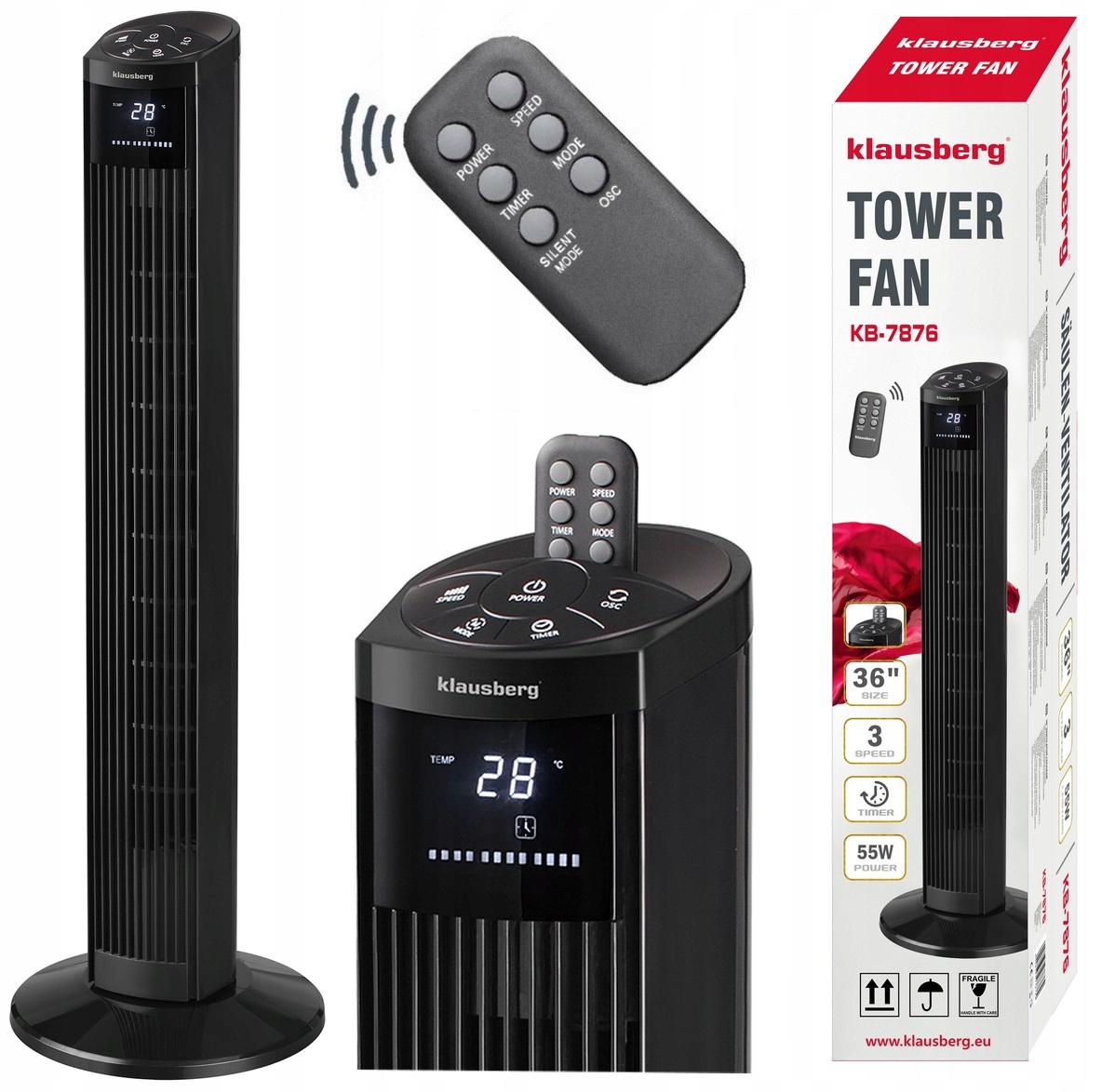 Wentylator kolumnowy Klausberg KB7566 czarny (5908287275669) • Cena ...