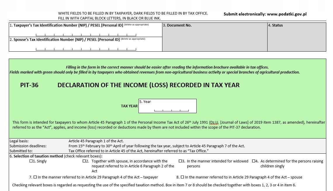 Formularz PIT-36 po angielsku 2020, format .DOCX (27) • Cena, Opinie ...