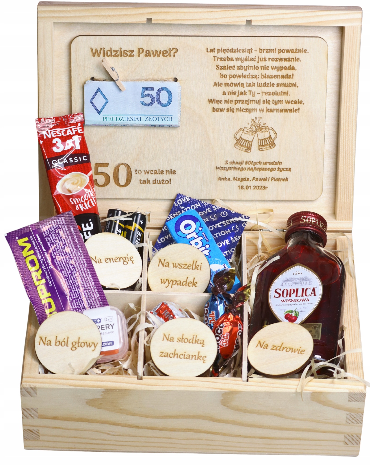 PREZENT NA 50 40 30 Urodziny Pudełko NIEZBĘDNIK (Prezent na 50 urodziny Pudełko Grawer) • Cena ...