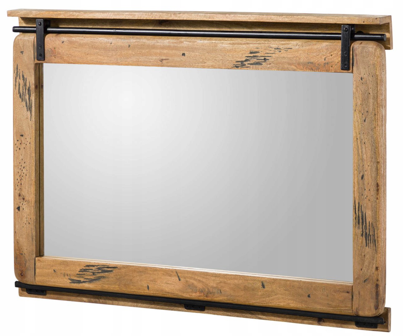 LUSTRO Drewniane LOFT do Łazienki, Przedpokoju Poziome Metal MANGO ...