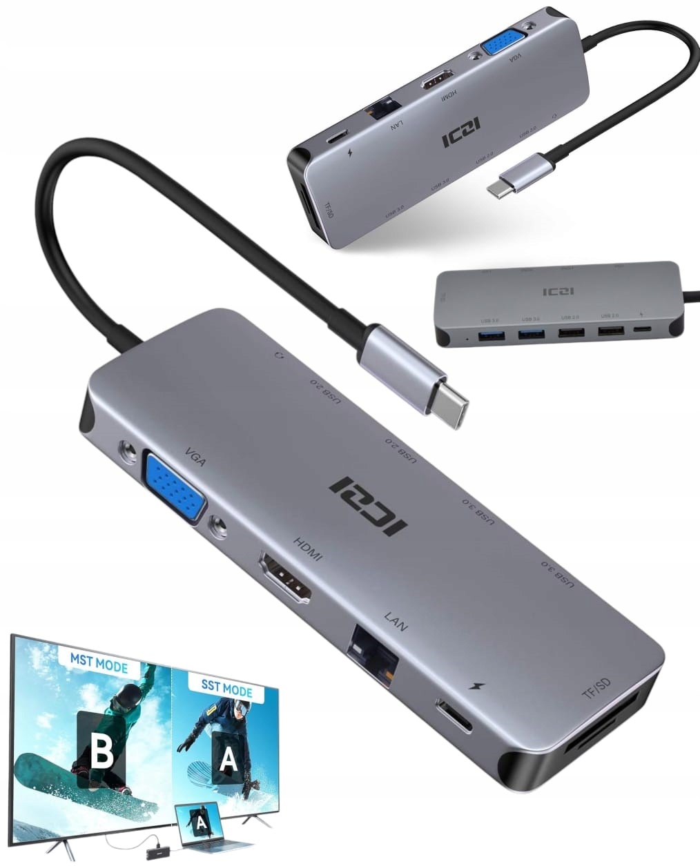 Usb-c dokovací stanice pro notebook Msi pro 2 monitory, rozšíření ...