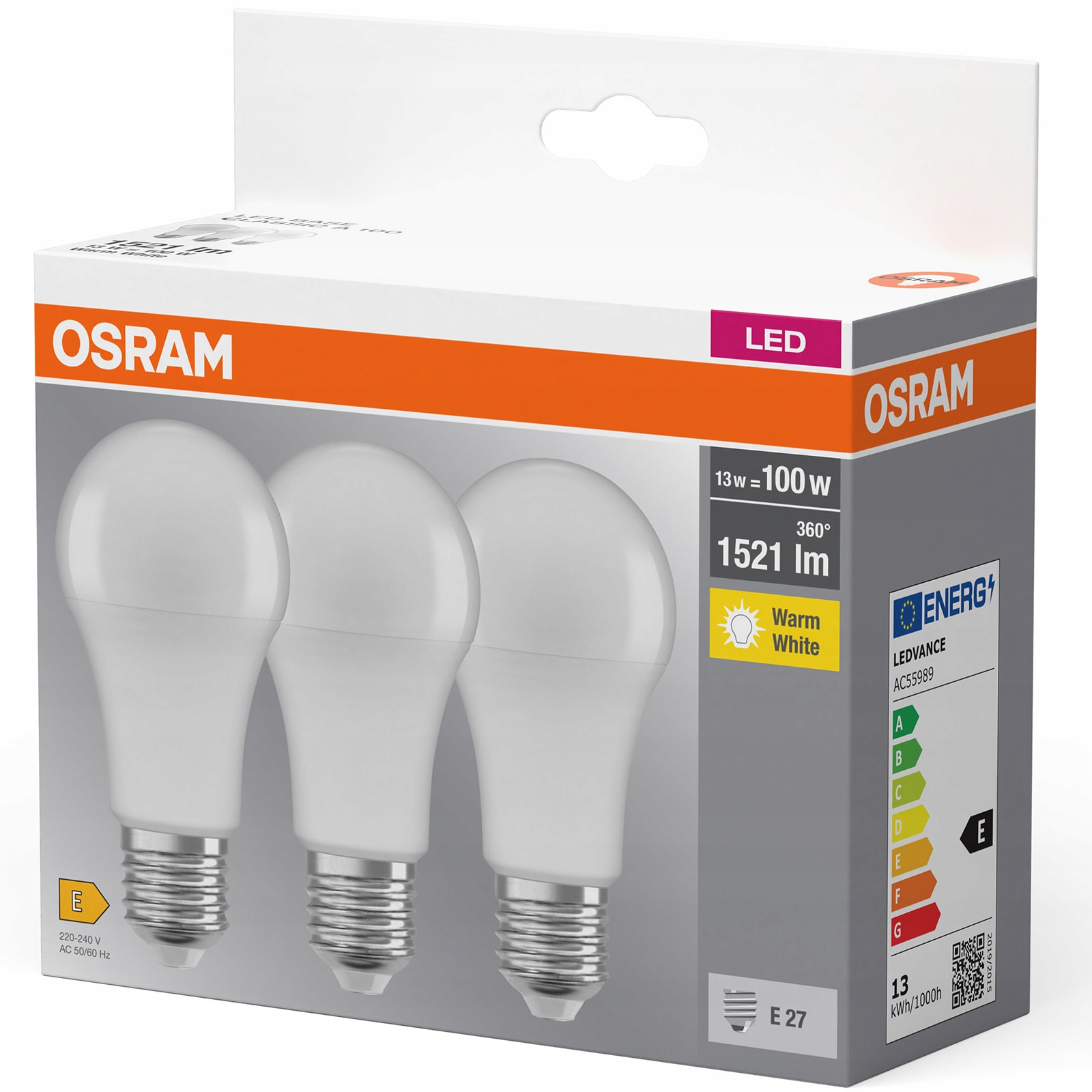 3x Żarówka LED E27 13W 100W 1521lm OSRAM 2700K (4058075819412) • Cena ... 3x Żarówka LED E27 13W 100W 1521lm OSRAM 2700K (4058075819412) • Cena ...