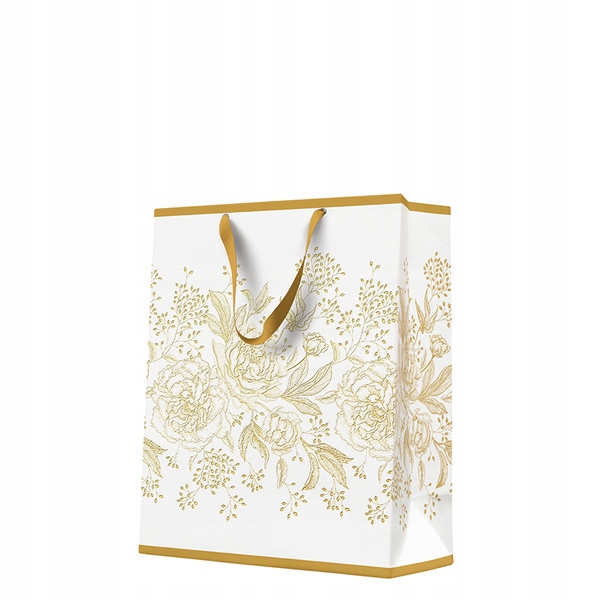 TORBA TOREBKA PREZENTOWA ZŁOTE RÓŻE ŚLUB URODZINY IHS 26.5X33X13.5 CM • Cena, Opinie • Torby ...