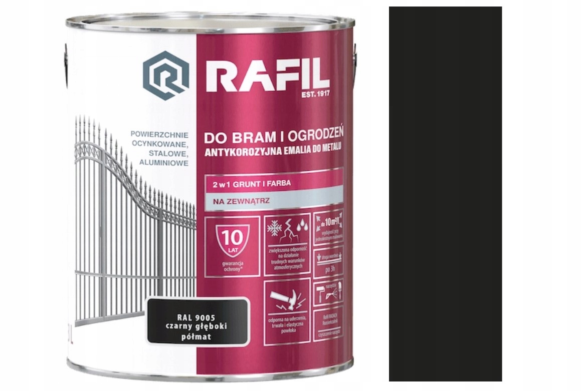 RAFIL DO BRAM I OGRODZEŃ 0,9L CZARNY GŁĘBOKI 9005 (5900105809919 ...