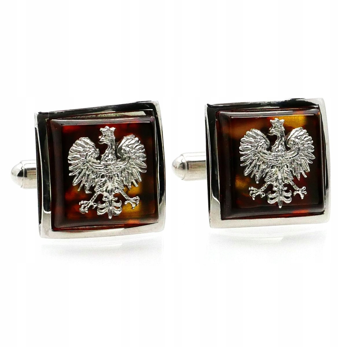 SPINKI DO MANKIETÓW Z BURSZTYNEM / ORŁEM POLSKIM 12649120341 - Allegro.pl