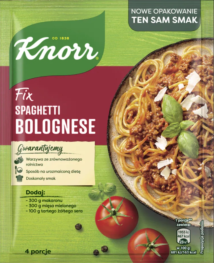 FIX Knorr Spaghetti BOLOGNESE 41g 15261546107 - Allegro.pl