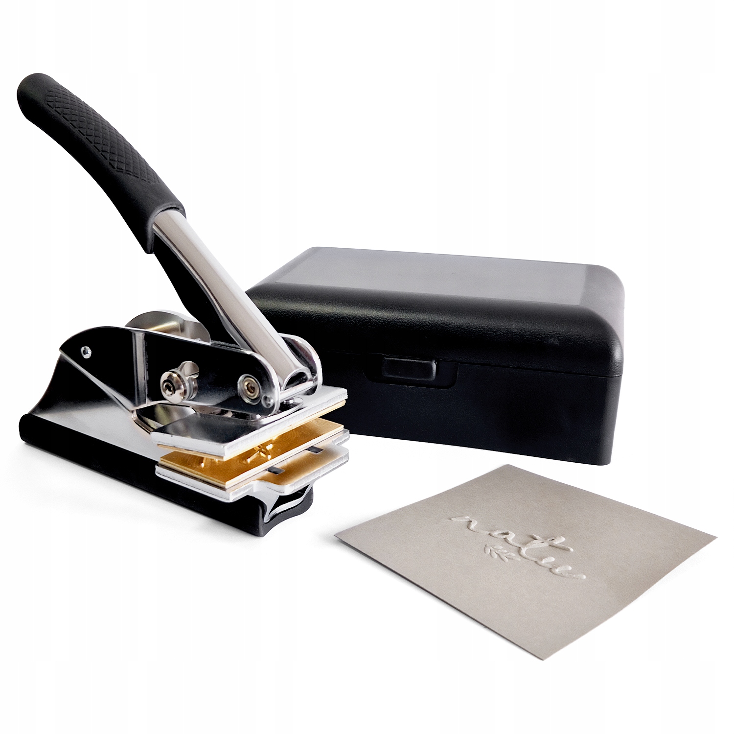 Suchy stempel 50x25 mm MOSIĘŻNY do grubego papieru +Twoje logo, wzór ...