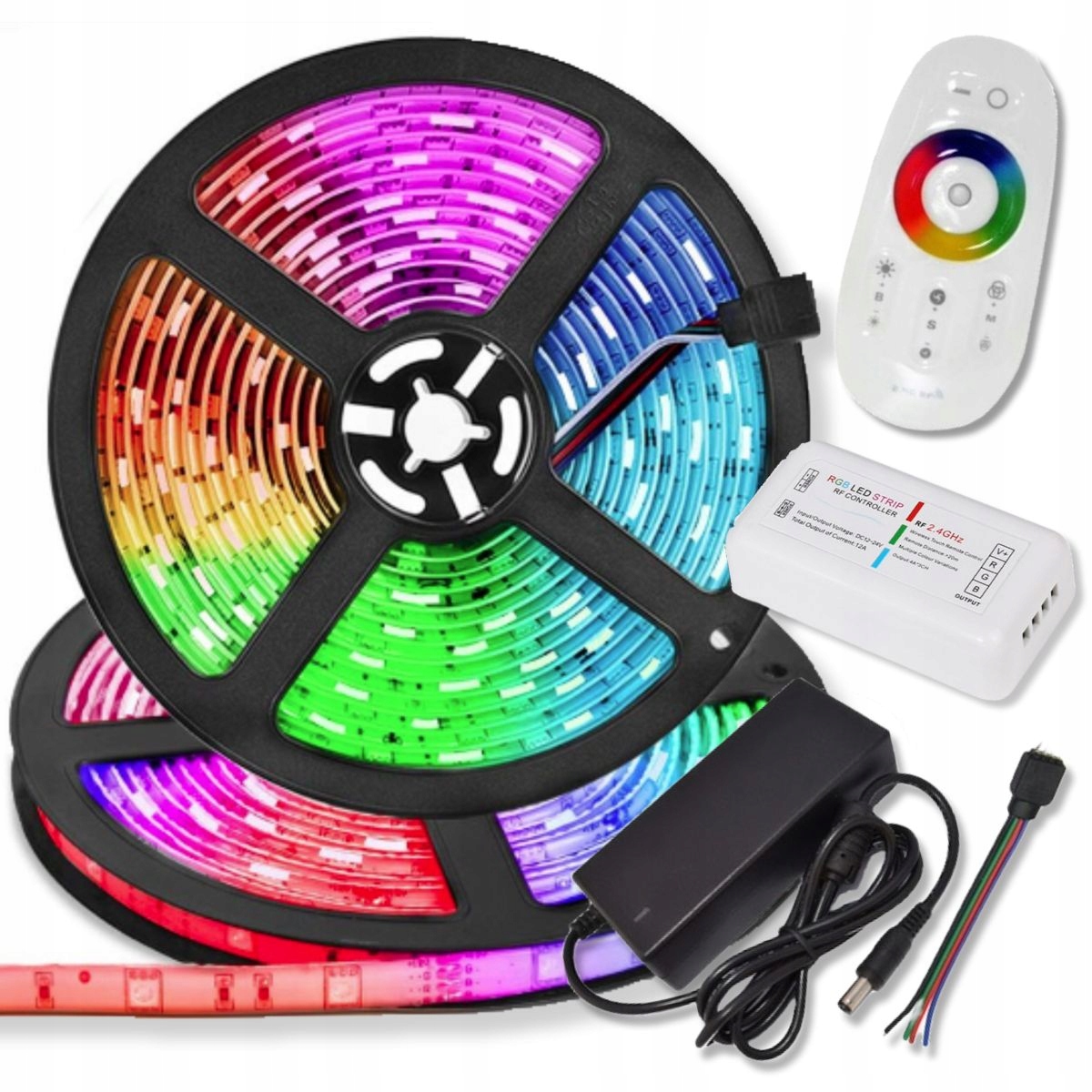 Zestaw LED-one LED RGB + biały 5050 taśma 5 m + sterownik z pilotem ...