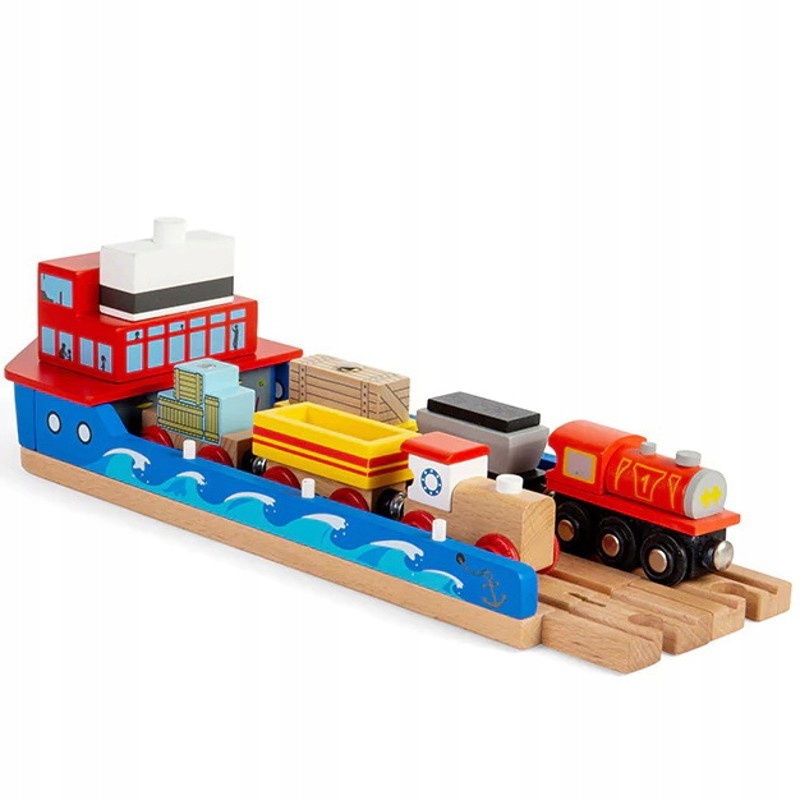 Drewniany prom statek dodatek do kolejki Bigjigs T • Cena, Opinie - Allegro