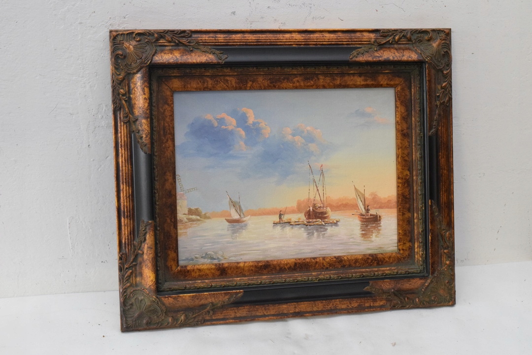 MORZE STATKI STATEK OBRAZ NA PŁÓTNIE - złota rama 13745987354 - Allegro.pl