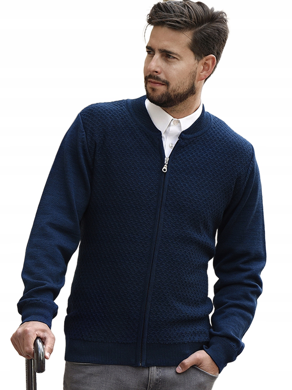 SWETER MĘSKI ROZPINANY - WEŁNA MERINO - MORSKI L • Cena, Opinie ...