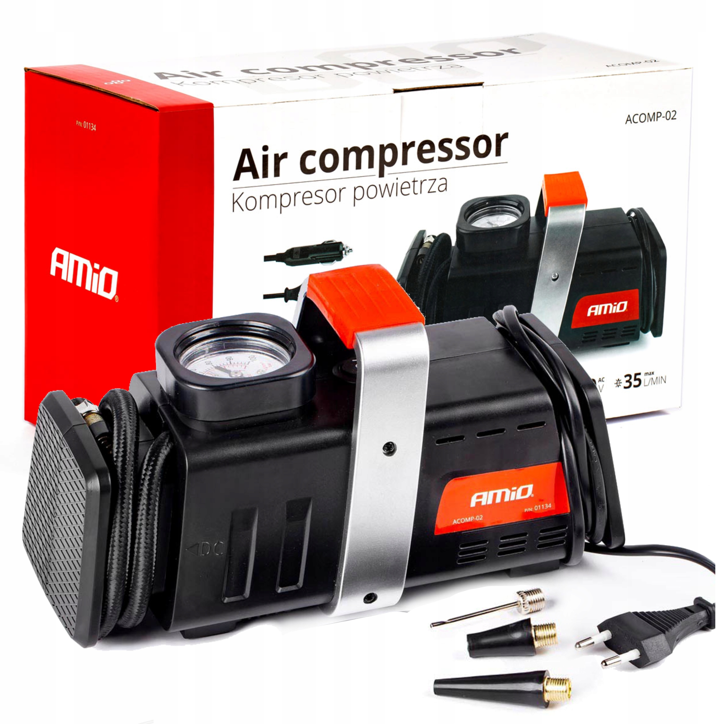 Pompka do opon kół samochodu elektryczna sprężarka kompresorek AMIO 10 ...