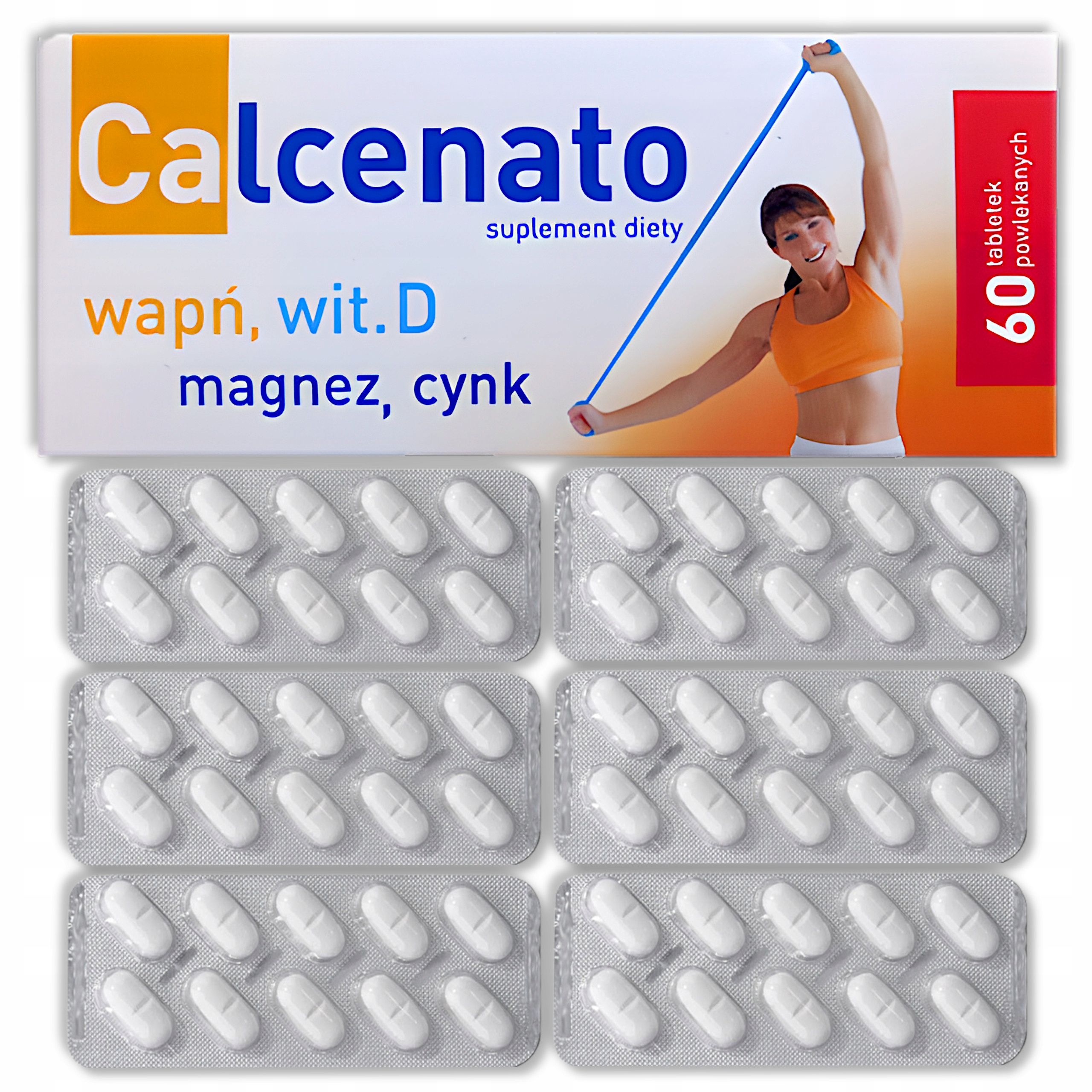 Calcenato Wapń Witamina D3 Magnez Cynk 60 tabletek (5903546005636 ...