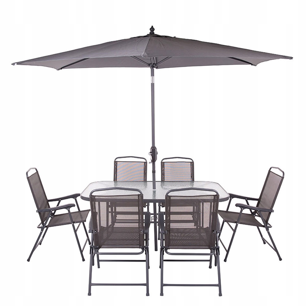 47973 PATIO KOMPLET MEBLI STÓŁ 6 KRZESEŁ PARASOL (5904134479730) • Cena ...