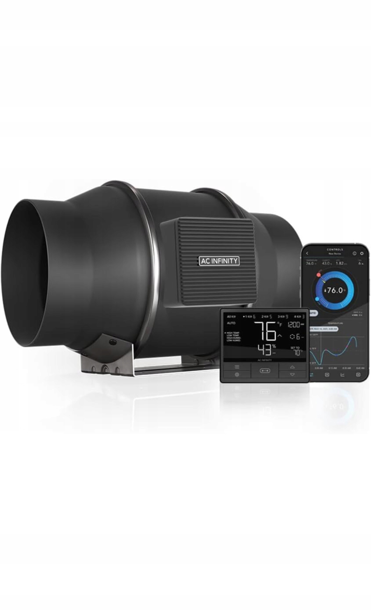 Wentylator AC Infinity 150mm 680 m3/h + kontroler wilgotności i ...