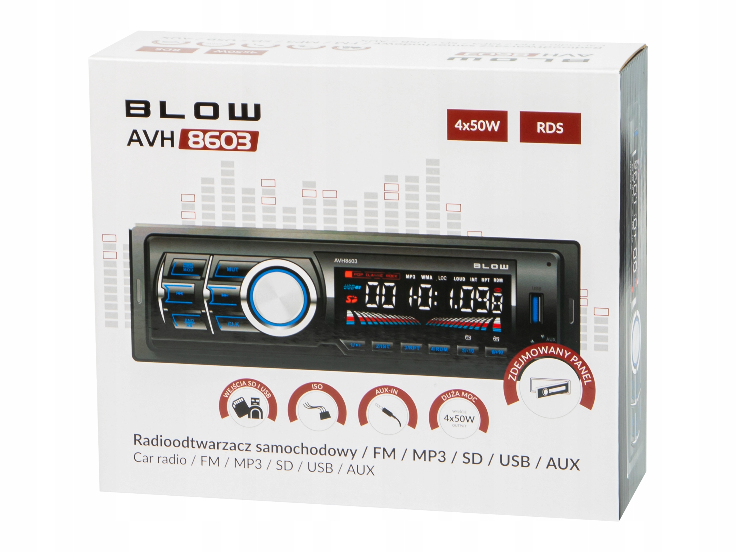 RADIO SAMOCHODOWE BLUETOOTH 1-DIN RDS USB AUX SD PILOT ODŁĄCZANY PANEL ...