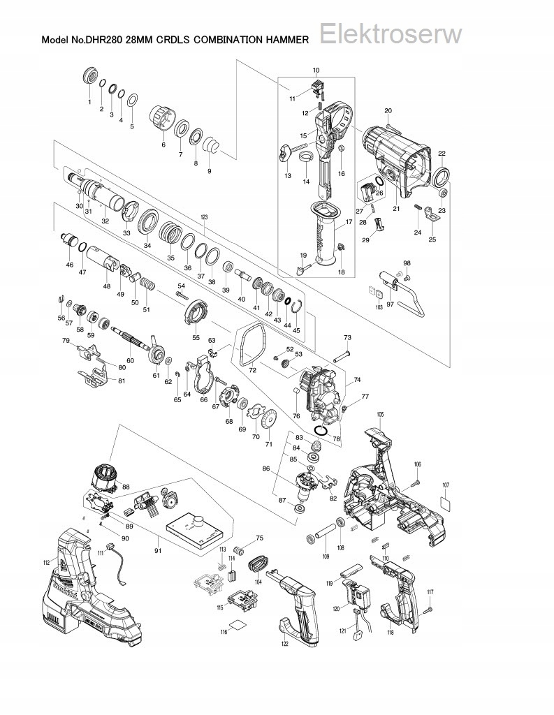 Ротор Makita за перфоратор DHR280 DHR281 DHR282 DHR283 HR001