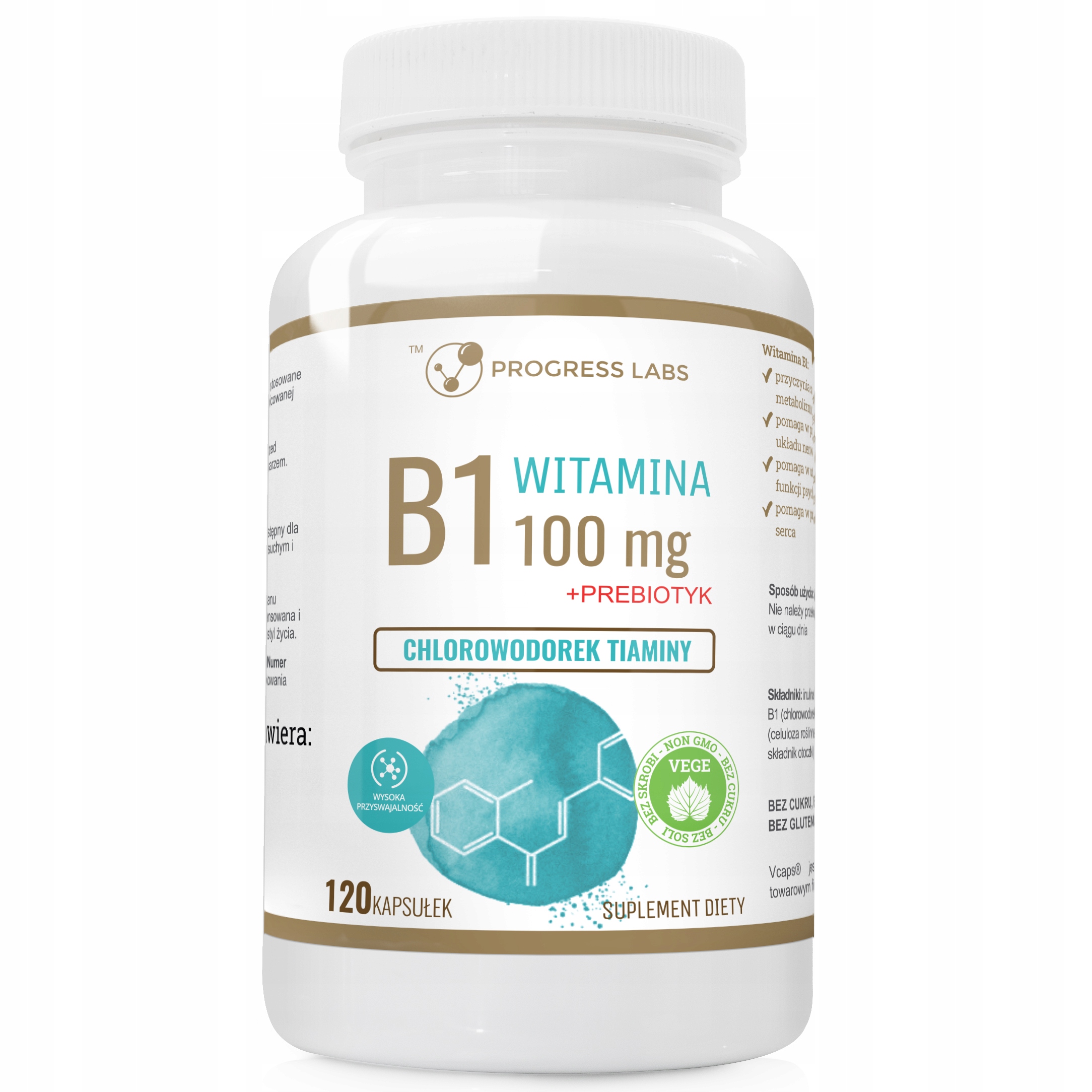 WITAMINA B1 100mg TIAMINA PREBIOTYK SERCE 120 kap (5907709721005) • Cena, Opinie • Preparaty ...