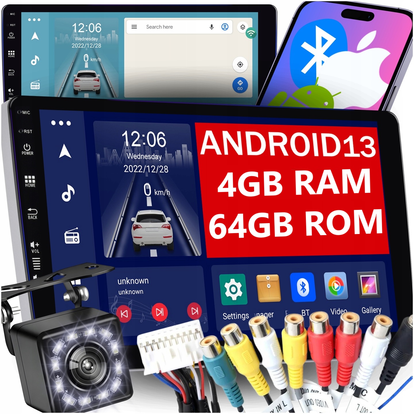 RADIO SAMOCHODOWE 2 DIN ANDROID AUTO CARPLAY RDS WIFI GPS 4GB QLED 4G ...