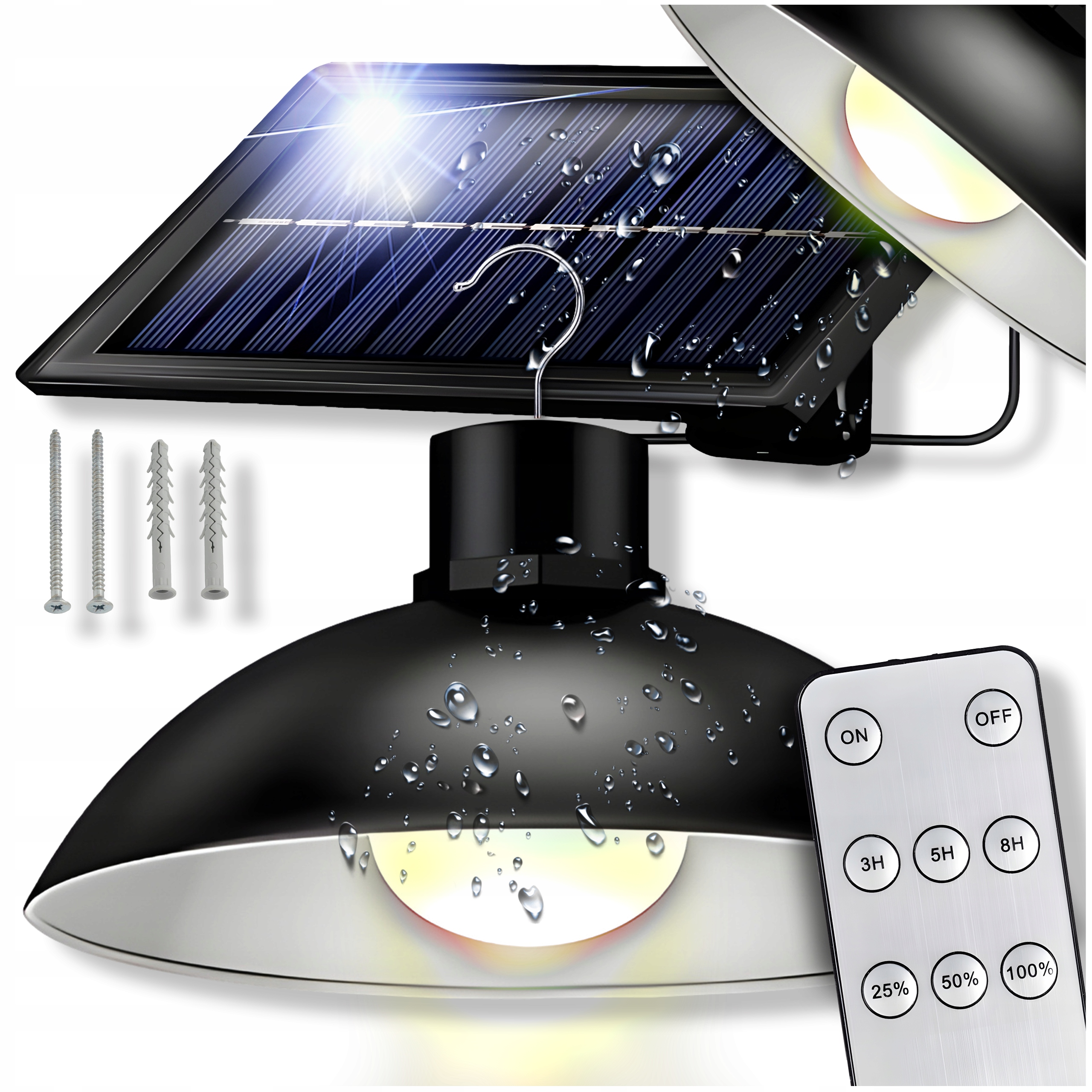 LAMPA SOLARNA ŻYRANDOL LED WISZĄCA OGRODOWA ZEWNĘTRZNA MOCNY PANEL ...