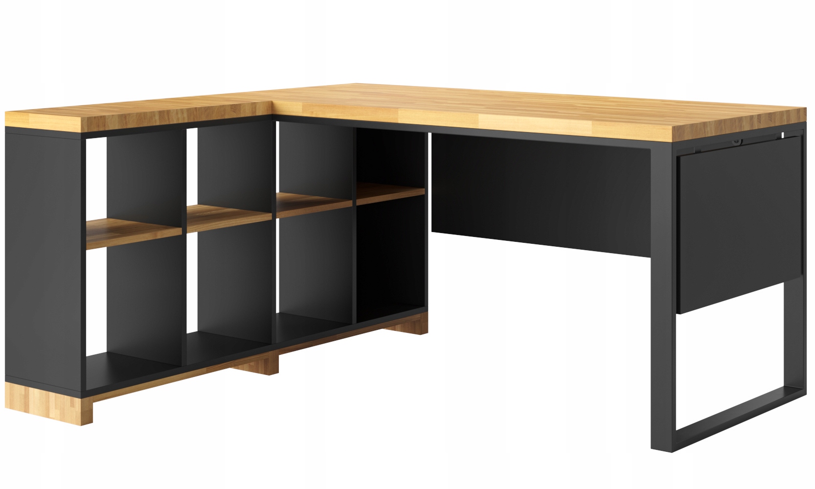 Biurko loftowe loft narożne dębowy blat drewno (Biurko industrialne ...